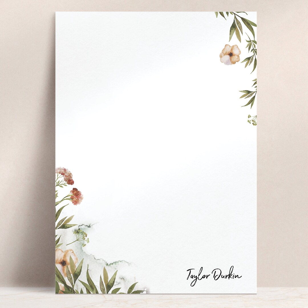 Personalized Floral Meadow Notepad, Floral Wildflowers, Boho Garden ...