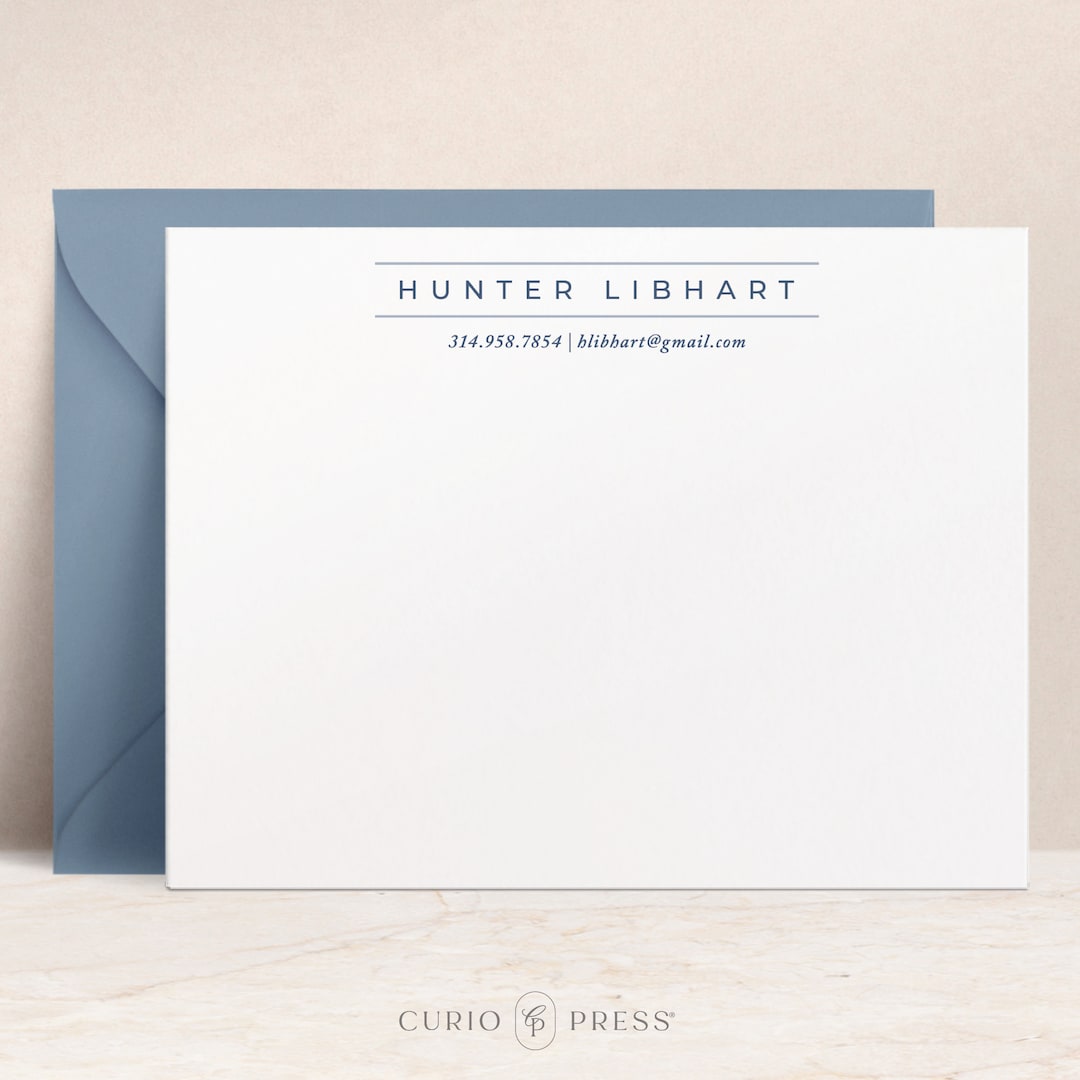 Personalized Business Note Cards & Envelopes, Custom Stationery for Men ...