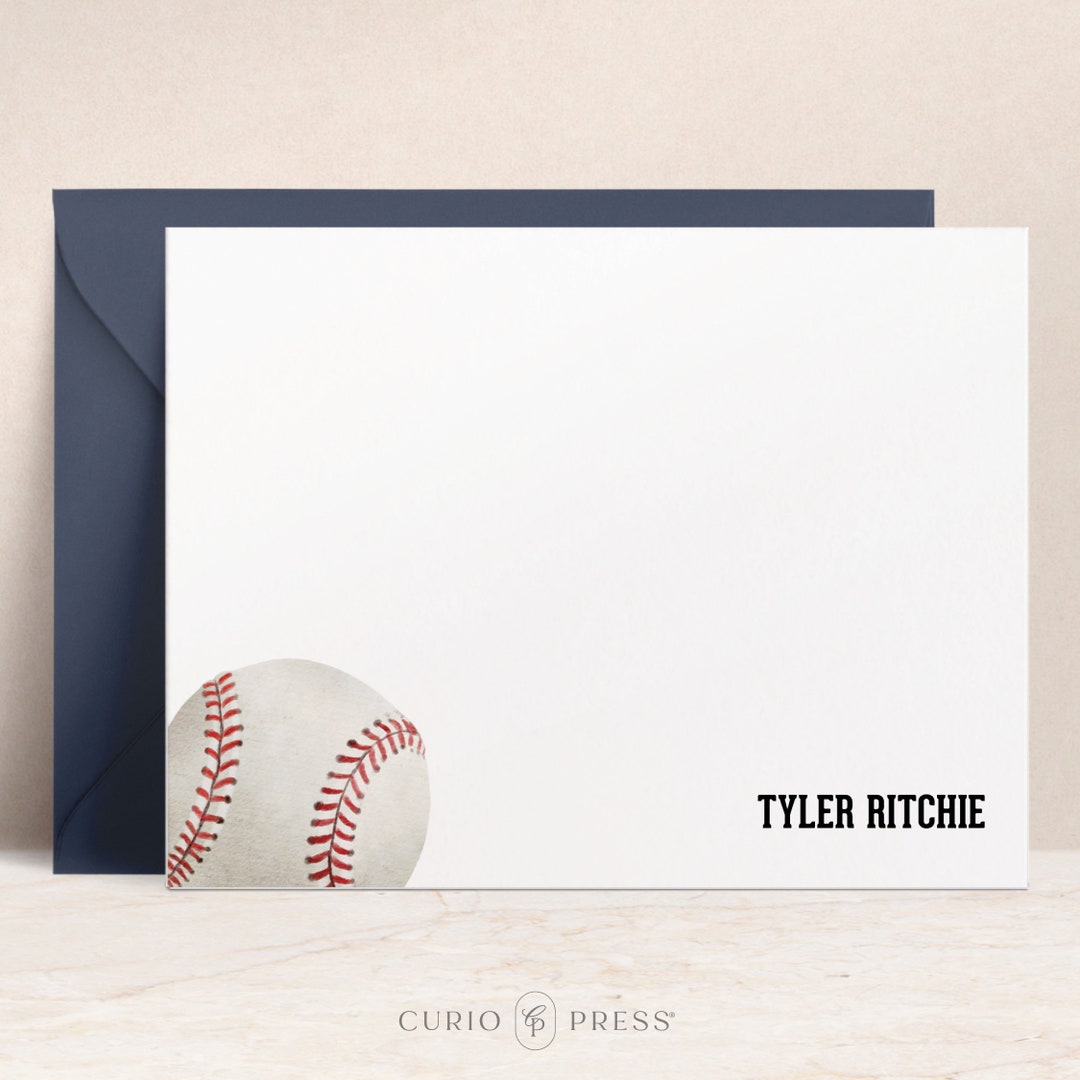Personalized Baseball Corner Flat Card, Gift for Boy Tomboy, Baseball ...