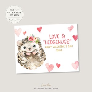 Personalized Kids Valentines / Cute Watercolor Hearts Hedgehog ...