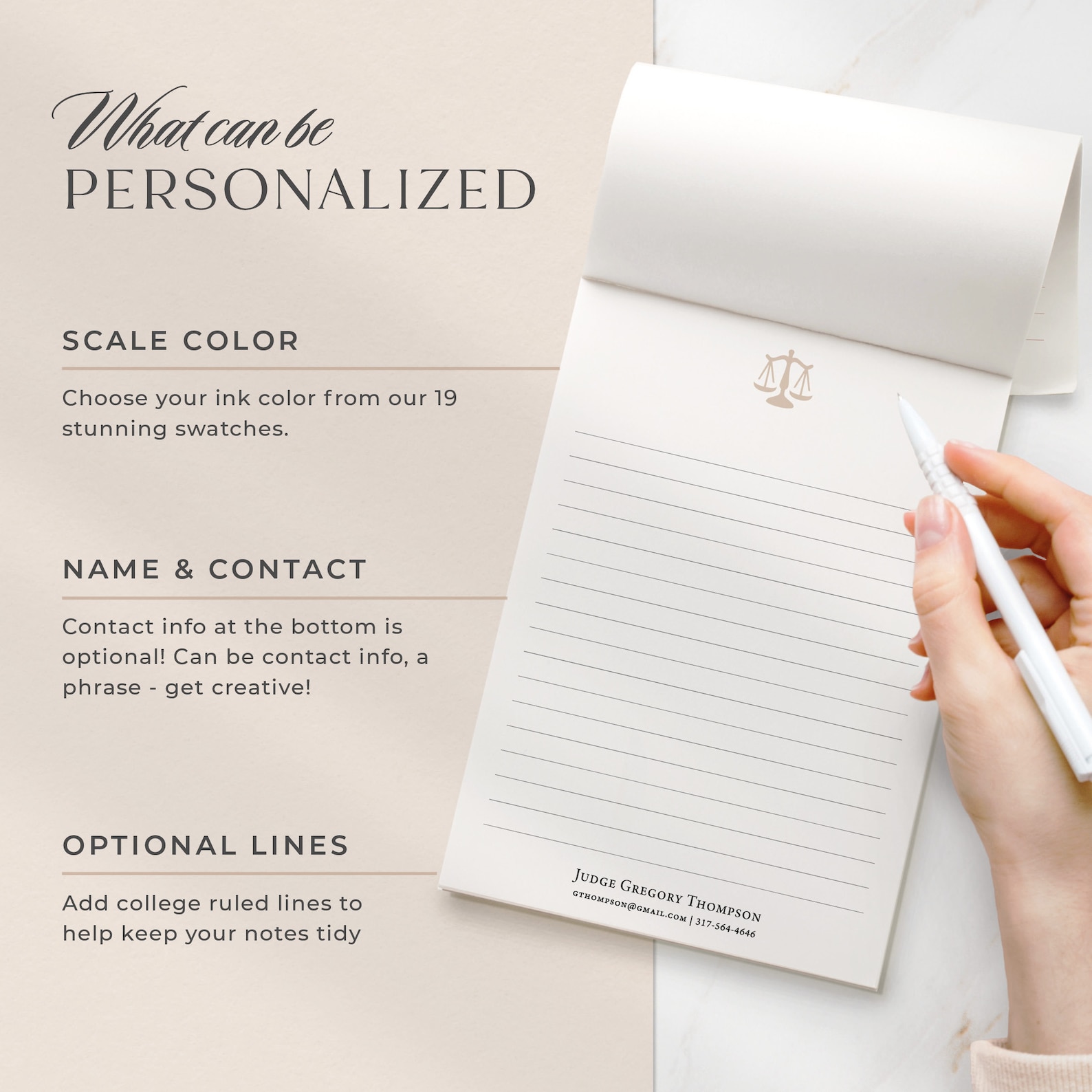 Custom Lawyer Notepad, Personalized Stationary, Gift for Lawyer ...