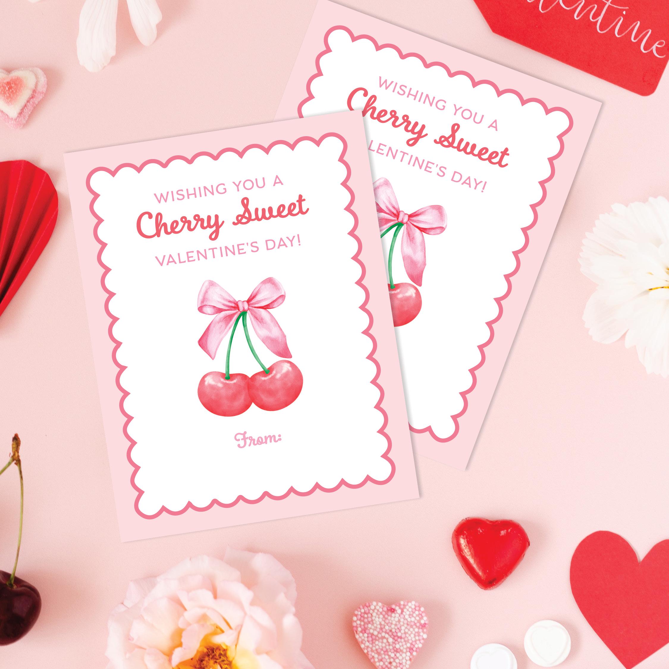 Personalized Bow Valentine's Day Cards, Coquette Pink Bow School ...
