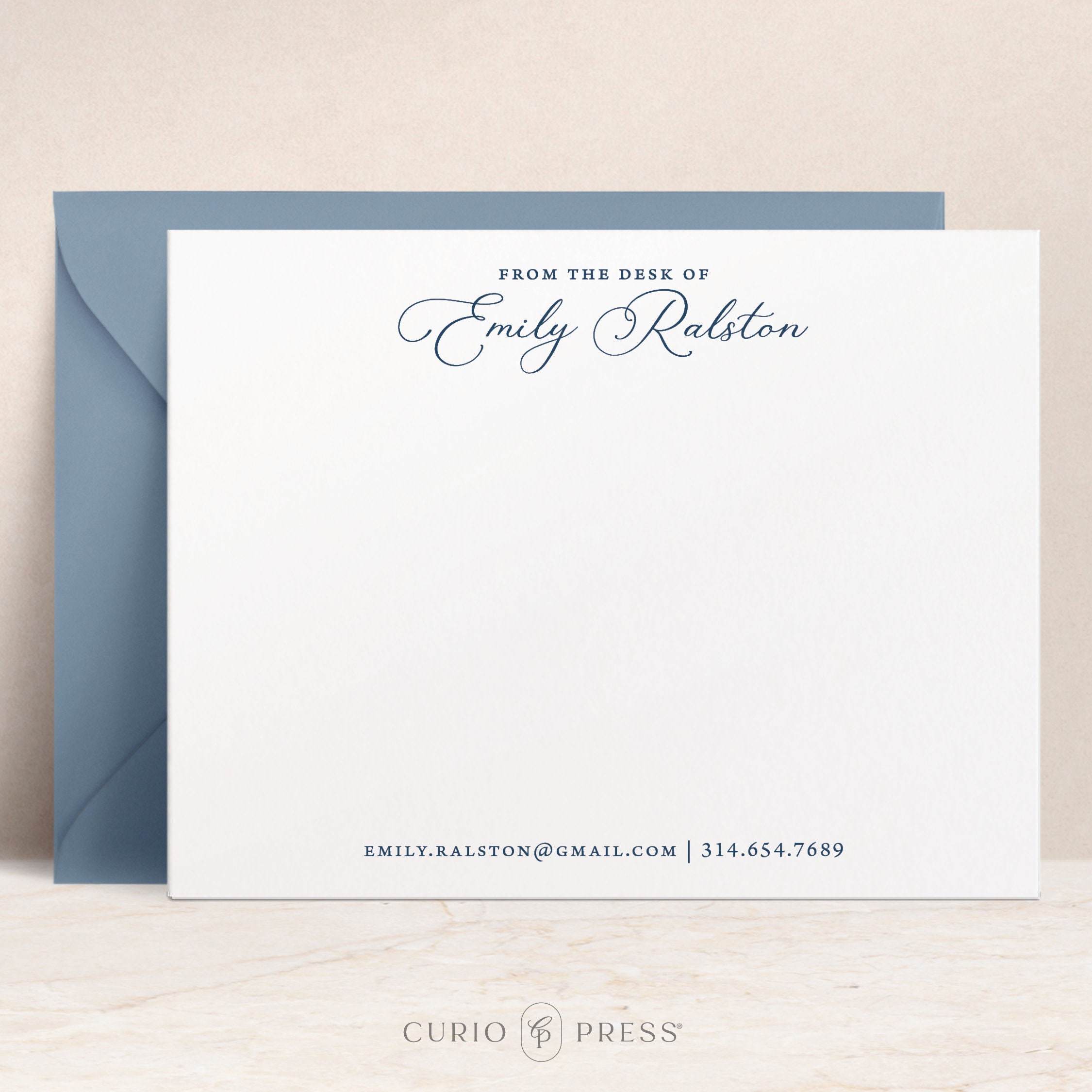 Personalized Professional Note Cards With Envelopes | From the Desk of ...
