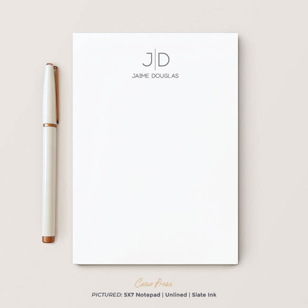 Personalized Notepad, Professional Notepad With Name and Initials ...