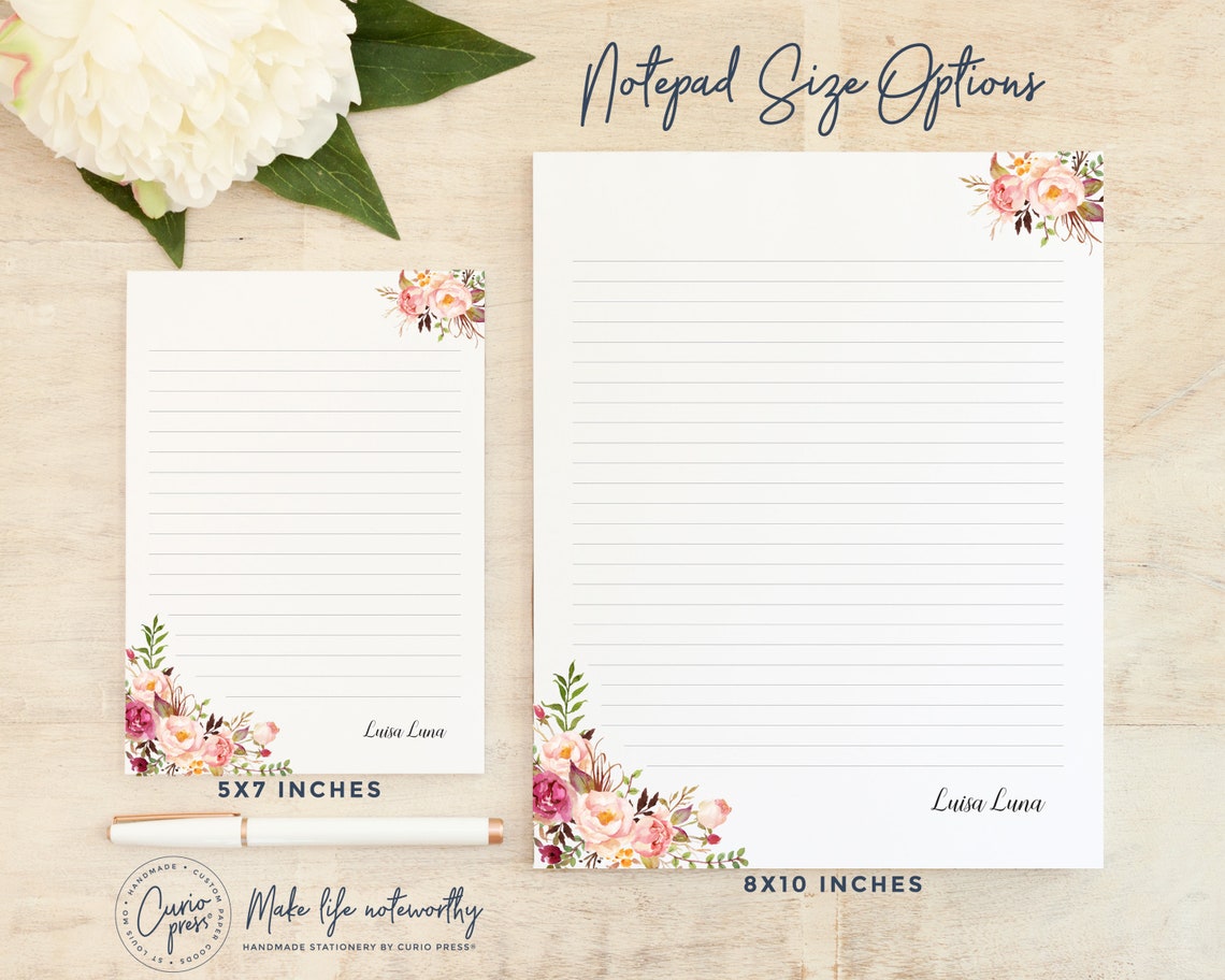 Personalized Notepad PAINTED FLORALS I NOTEPAD Stationery | Etsy