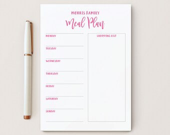 Cute Weekly Meal Plan Notepad Personalized for Family Dinner Menu for ...
