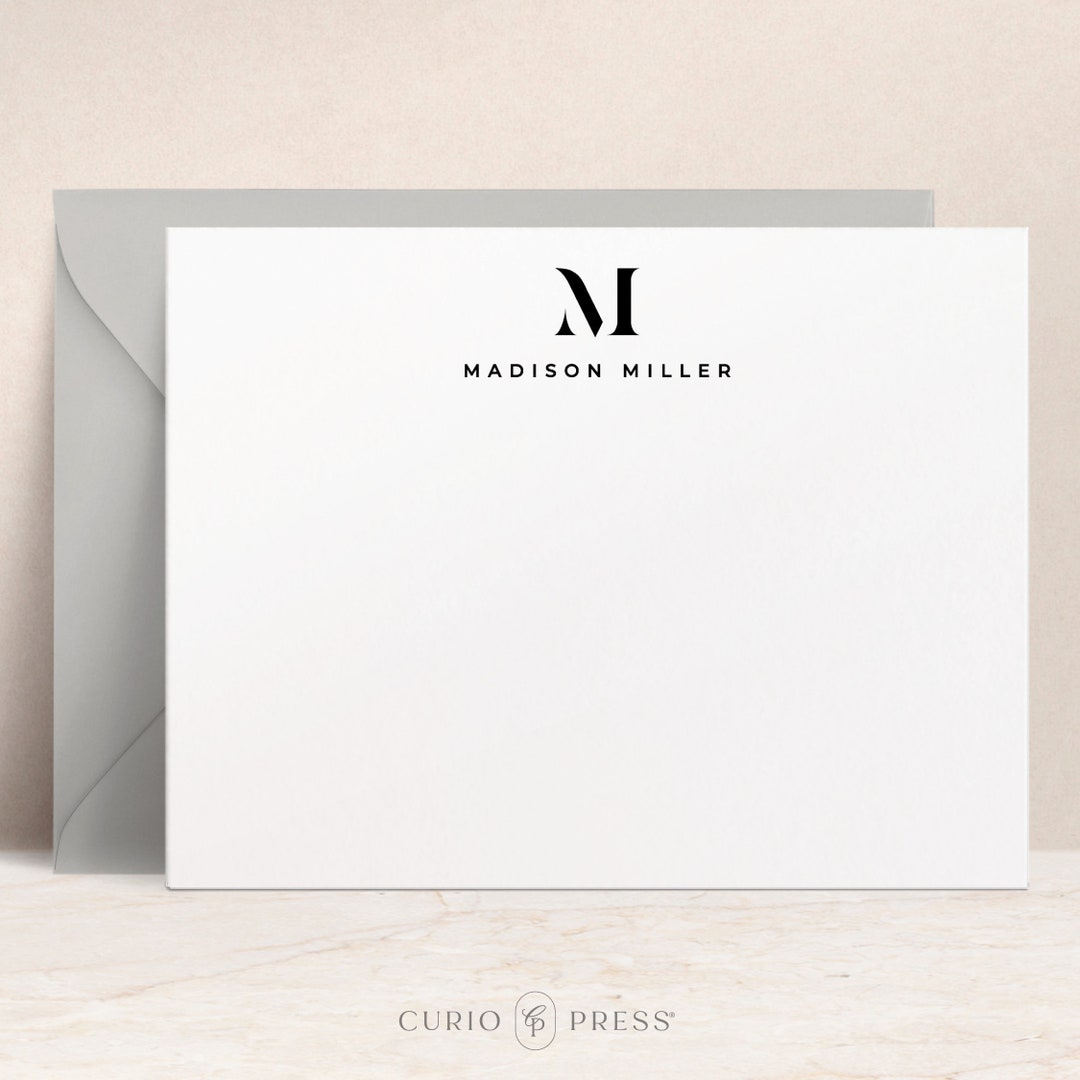 Single Letter Monogram Stationery Set for Men or Women, Monogrammed ...