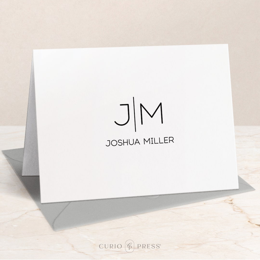 Personalized Note Card Set, Thin Bold Custom Folded Note Cards ...
