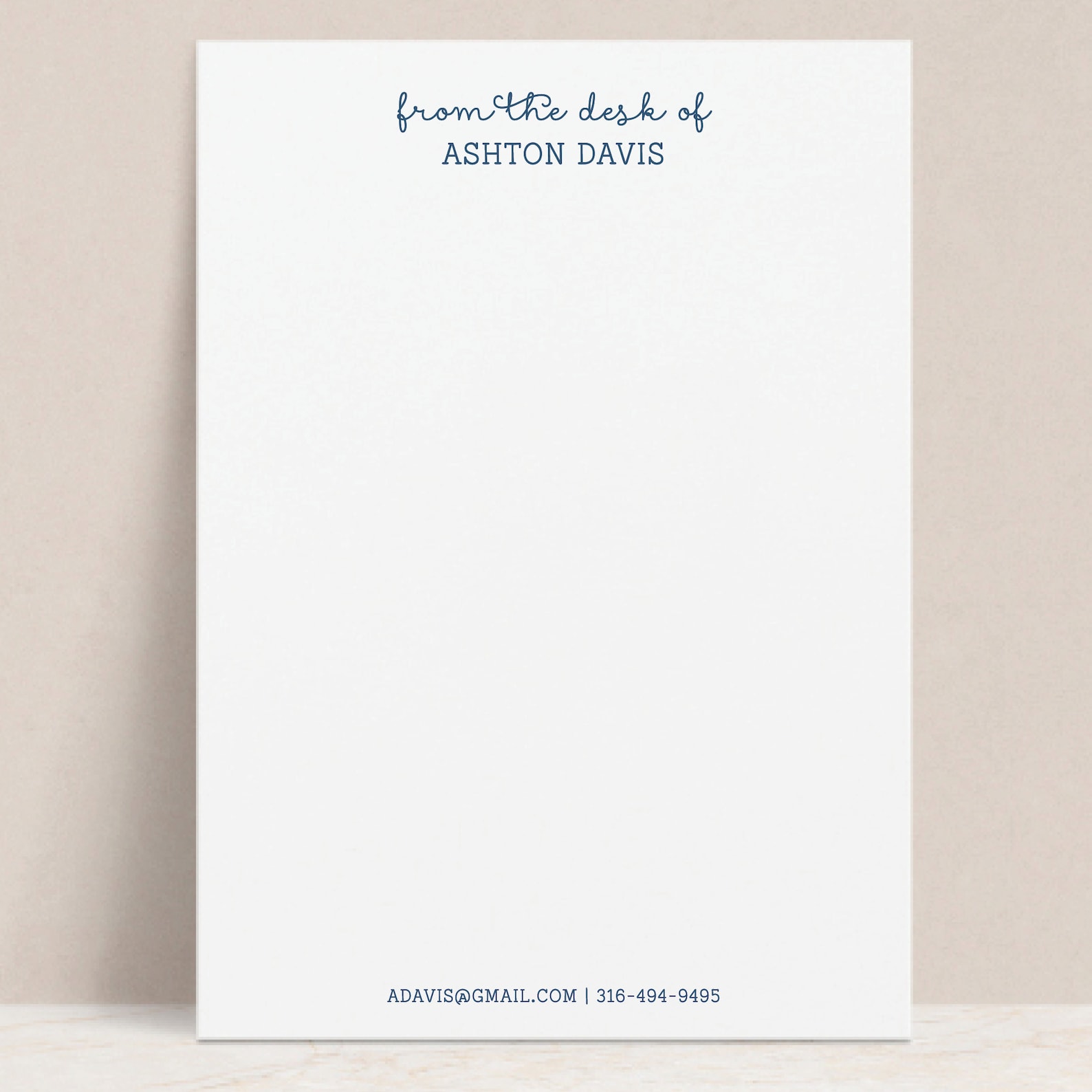 Personalized Desk Notepad From the Desk Of, Professional Office Set ...