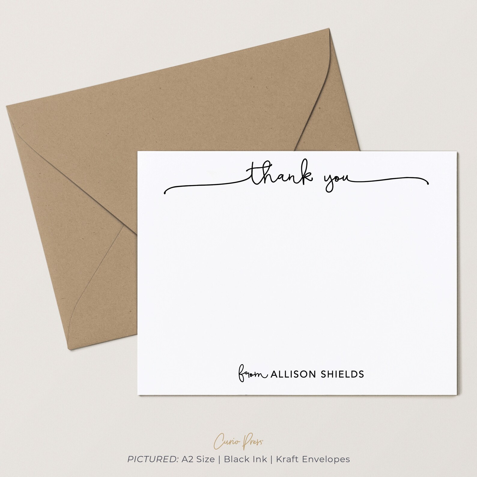 Personalized Thank You Flat Notecards Custom Stationery With - Etsy