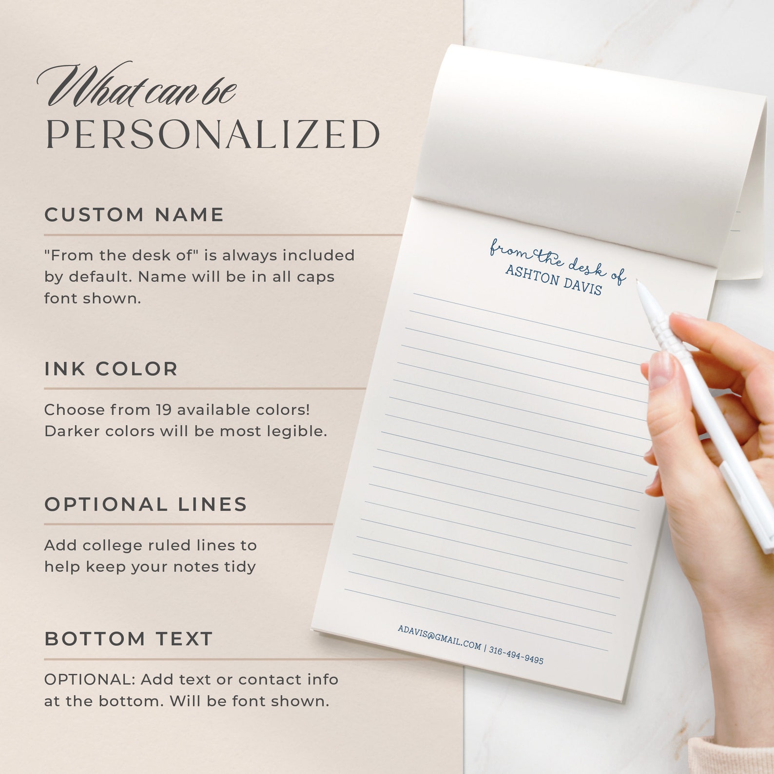 Personalized Desk Notepad From the Desk Of, Professional Office Set ...