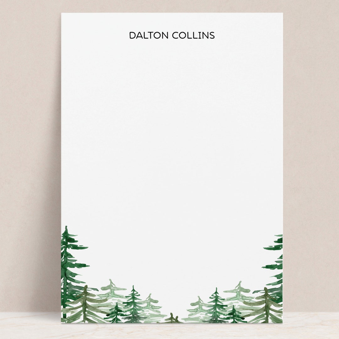 Personalized Tear Away Sheet Notepad, Alpine Tree Stationery, Woodland ...