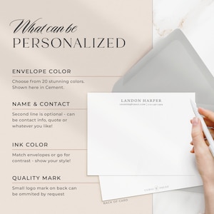 Custom Personalized Stationery Note Cards With Envelopes, Flat Notecard ...