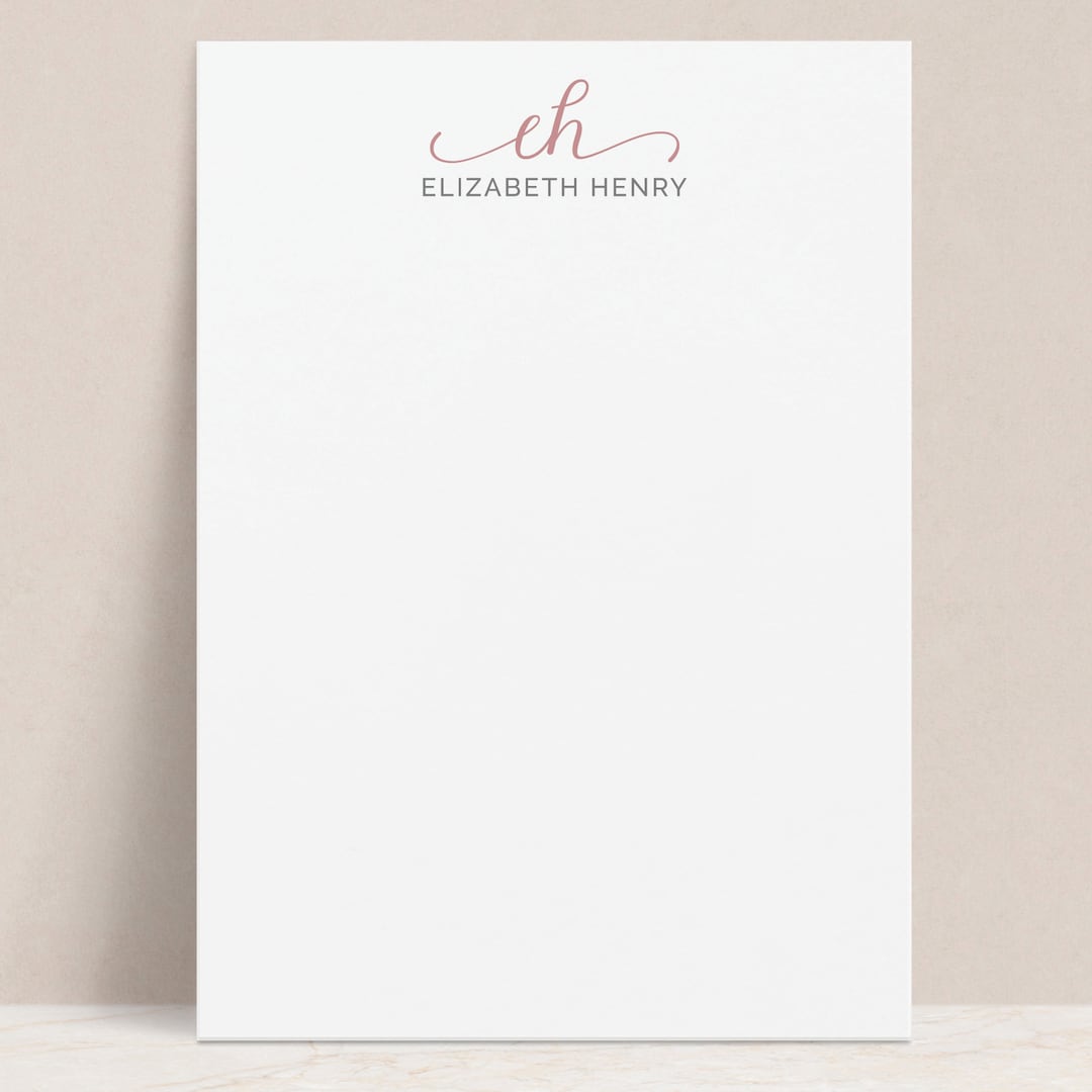 Personalized Monogram Notepad, 2 Letter Monogrammed Stationery With ...