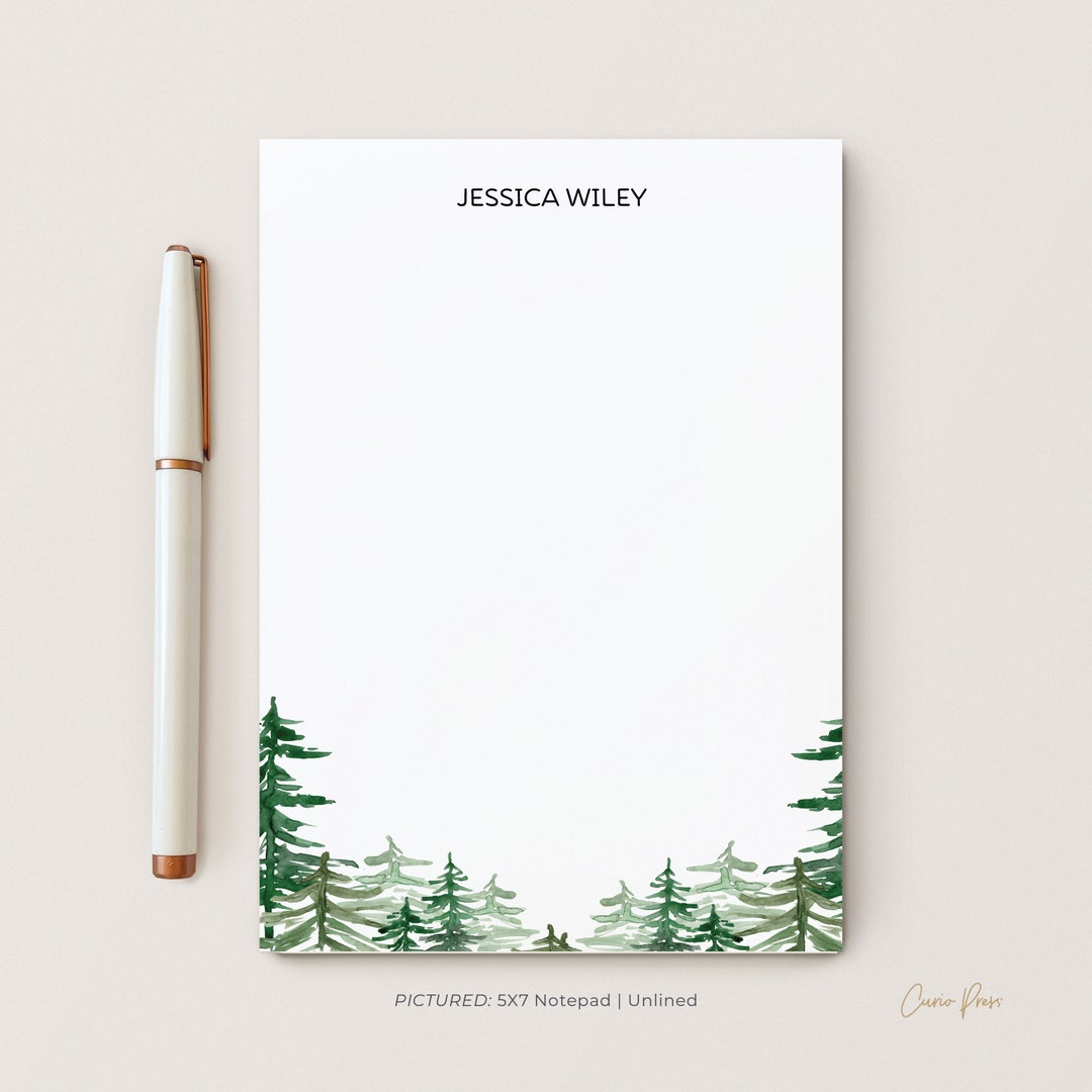 Personalized Tear Away Sheet Notepad, Alpine Tree Stationery, Woodland ...