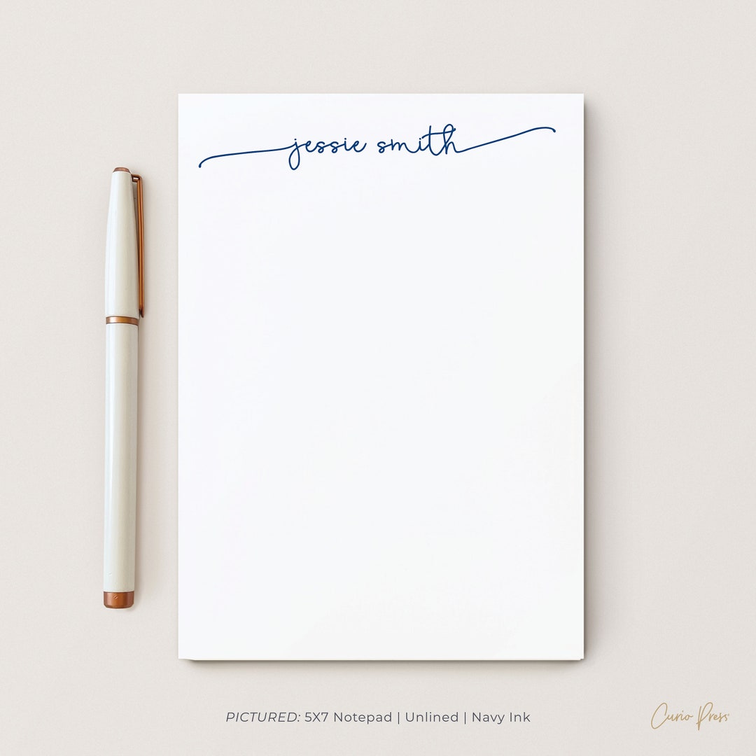 Personalized Notepad, Elegant Script Notepad With Lowercase Calligraphy
