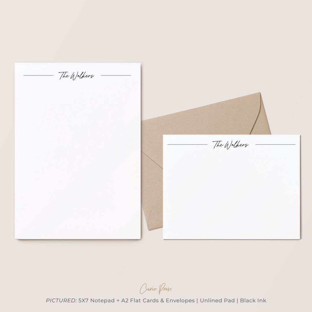 Personalized Script Stationery Bundle, Flat Cards, Envelopes Notepad ...