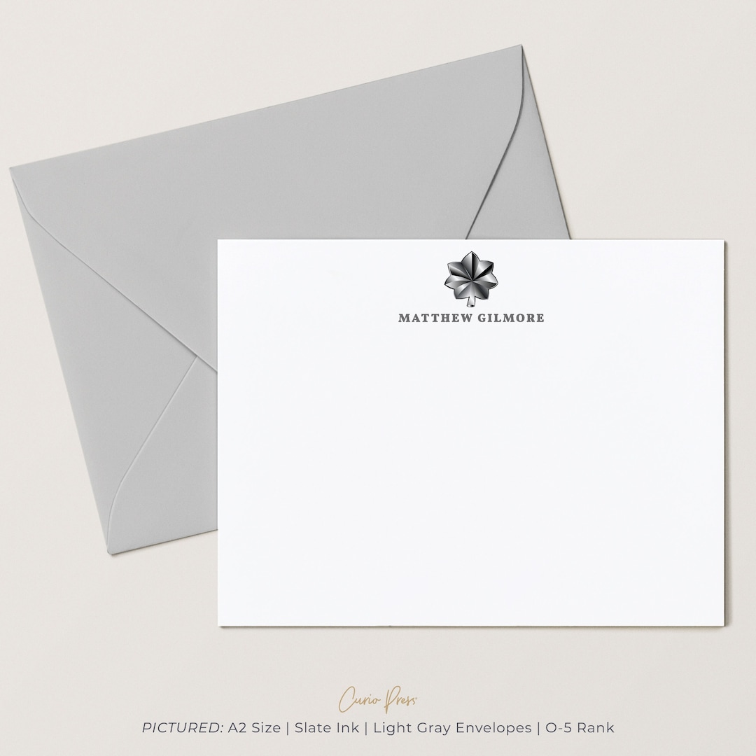 Personalized Military Officer Stationery Set With Rank - Etsy