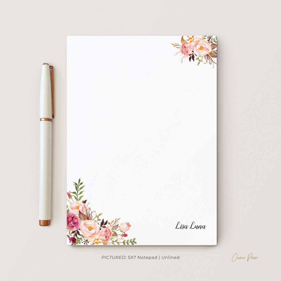 Personalized Notepad PAINTED FLORALS I NOTEPAD Stationery - Etsy
