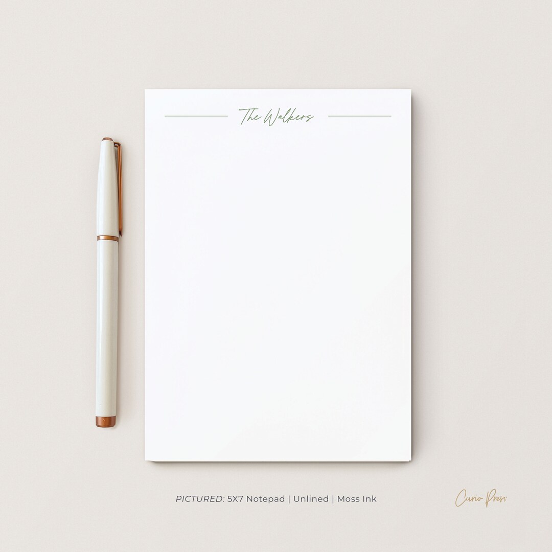 Personalized Stationery for Women, Custom Script Family Notepad, Modern ...