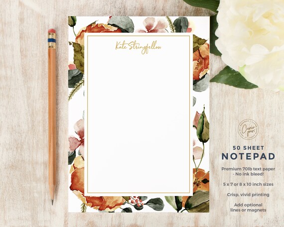 Personalized Notepad FALL TONES Stationery / Stationary | Etsy