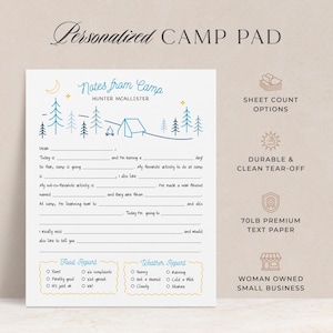 Summer Camp Fill-in-the-blank Notepad for Kids, Letters From Camp Pad ...