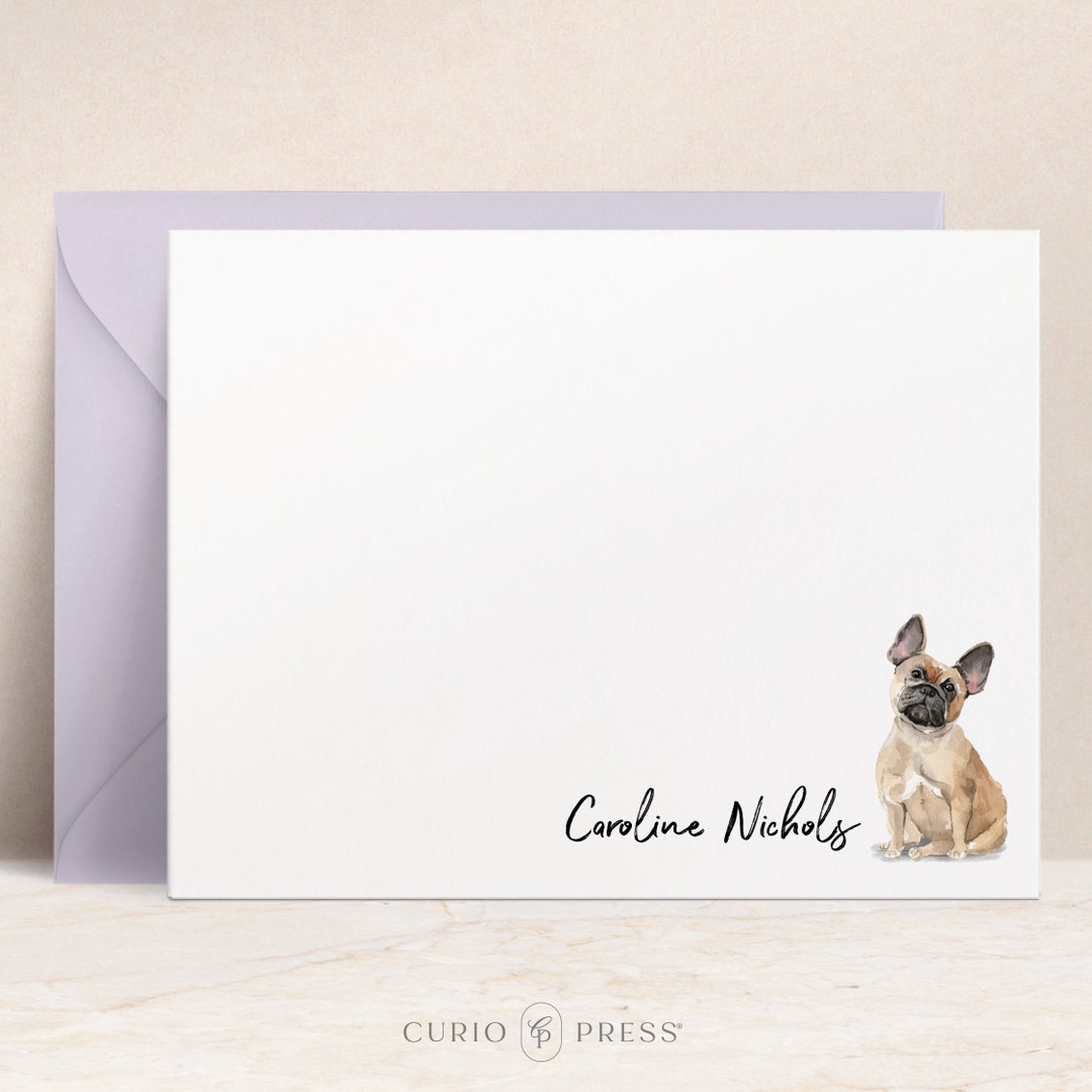 Personalized Dog Note Cards, Choose Dog Breed, French Bulldog, Golden ...