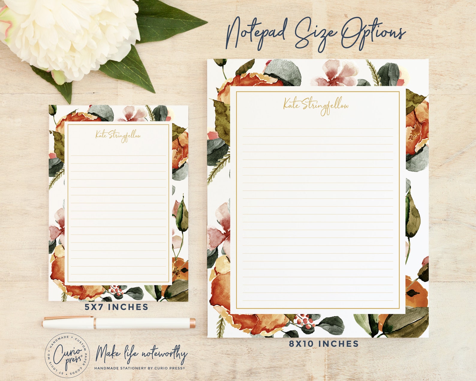 Personalized Notepad FALL TONES Stationery / Stationary - Etsy