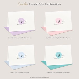 Folded Note Cards With Monogram and Name, Personalized Fold Over ...