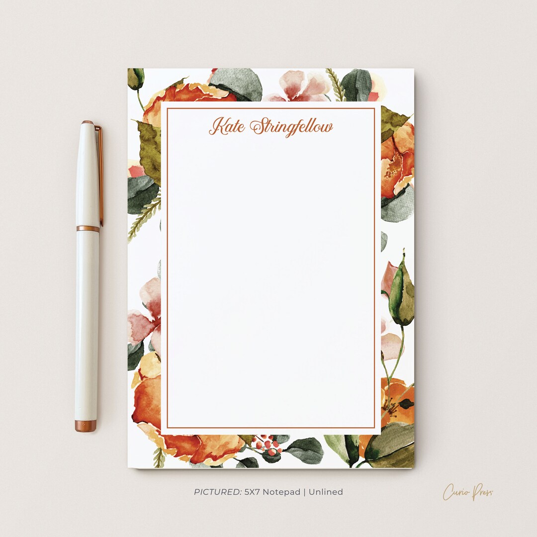 Personalized Notepad FALL TONES Stationery / Stationary - Etsy