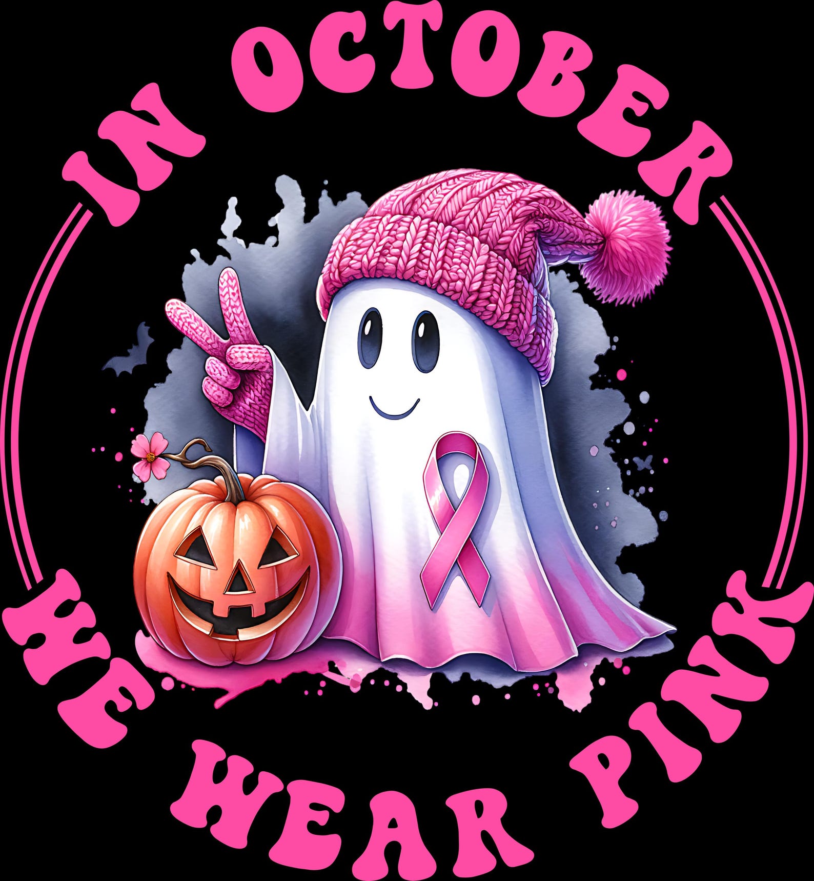 In October We Wear Pink Ghosts PNG - Etsy