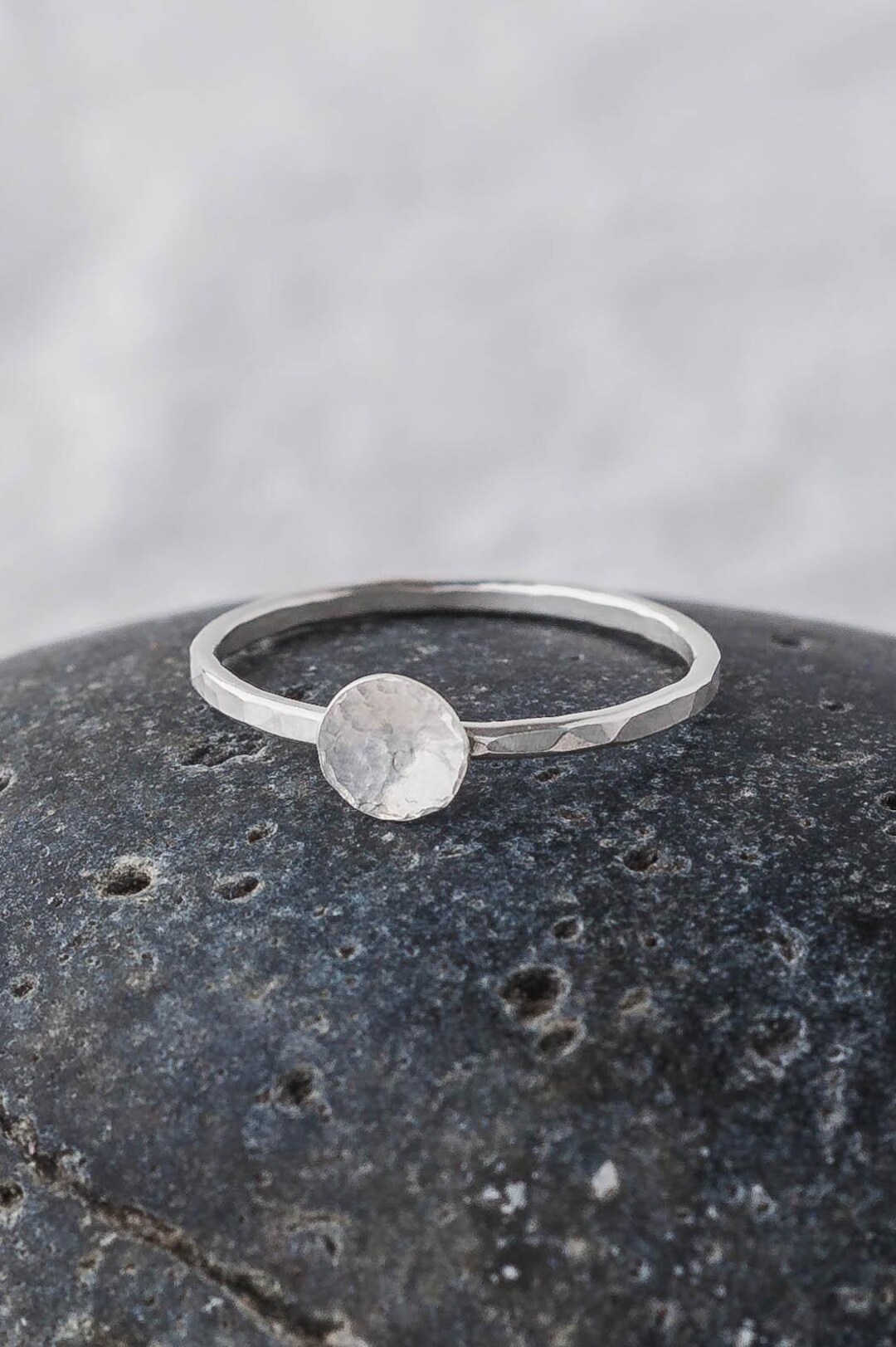 Aurora | Forged Full Moon Sterling Silver Ring | Moon Phase Skinny ...