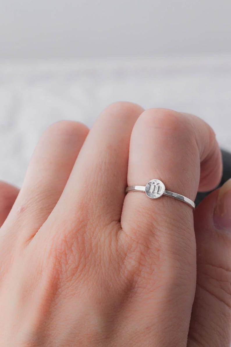 Anya | Forged Initial Sterling Silver Ring | Personalized Stamped Hobo ...