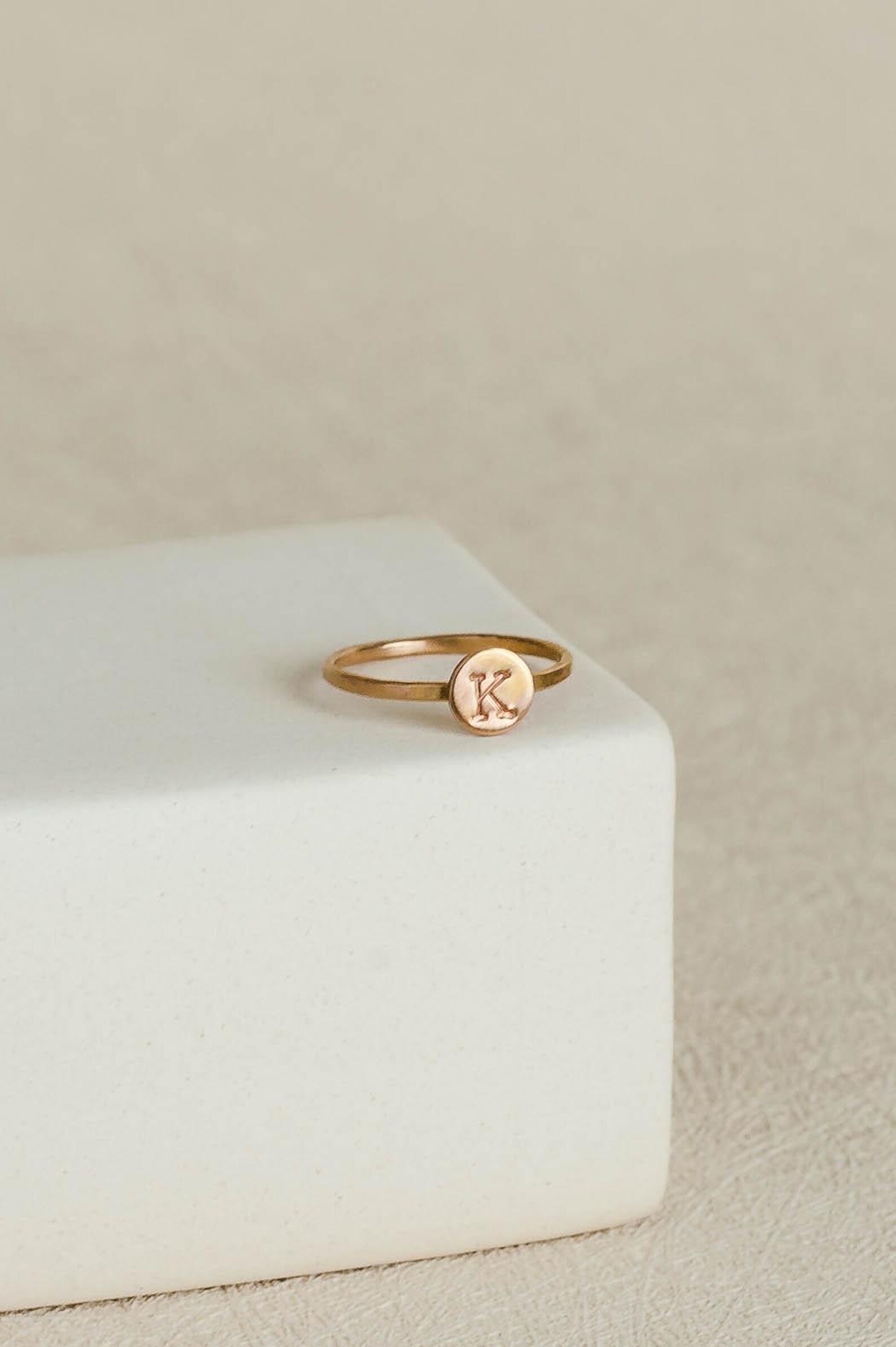Ella | Initial Ring in 14k Gold Filled | Personalized Stamped Hobo ...