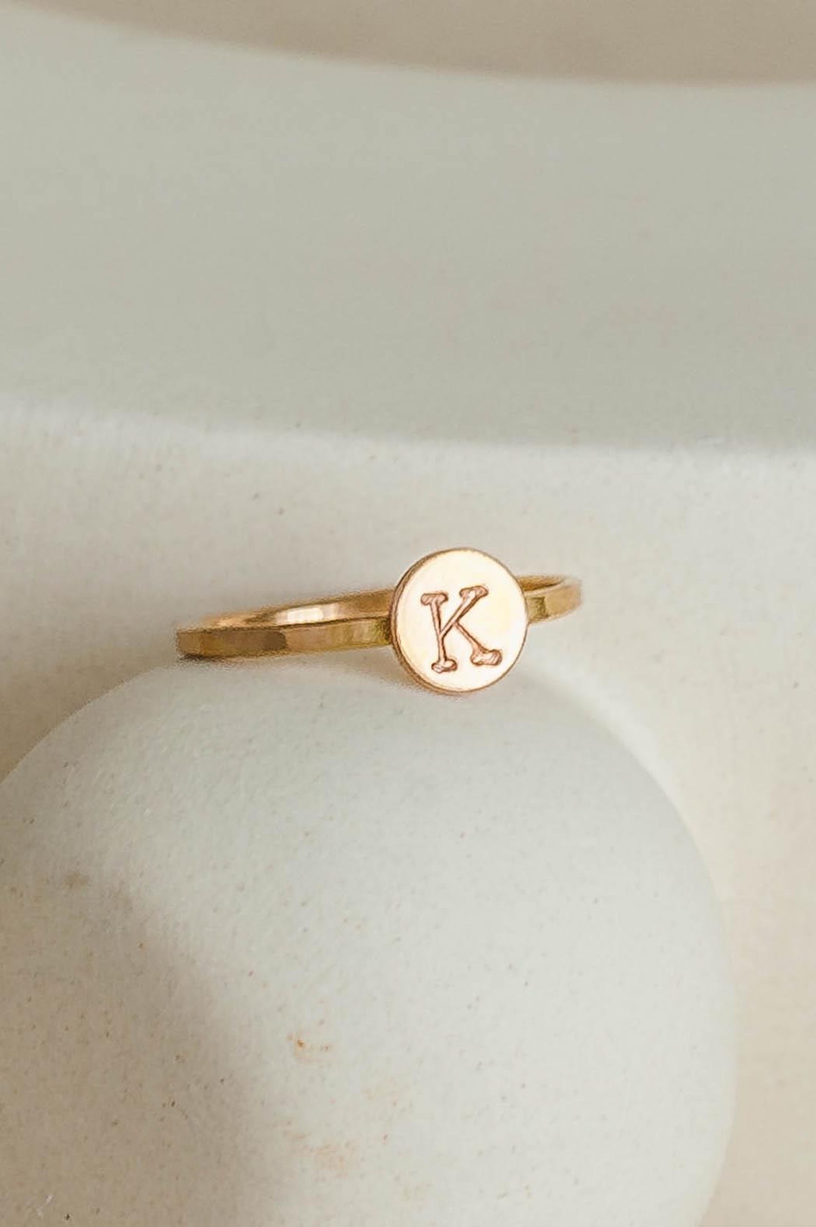 Ella | Initial Ring in 14k Gold Filled | Personalized Stamped Hobo ...