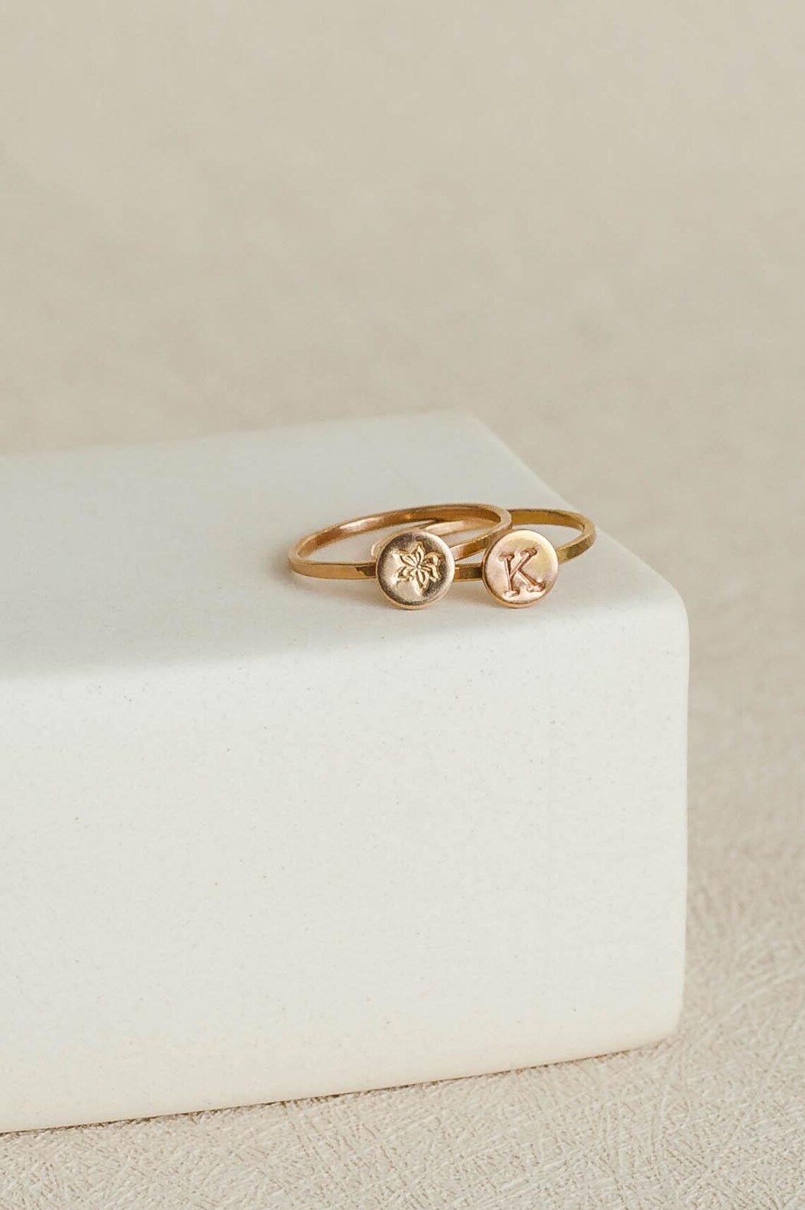 Ella | Initial Ring in 14k Gold Filled | Personalized Stamped Hobo ...