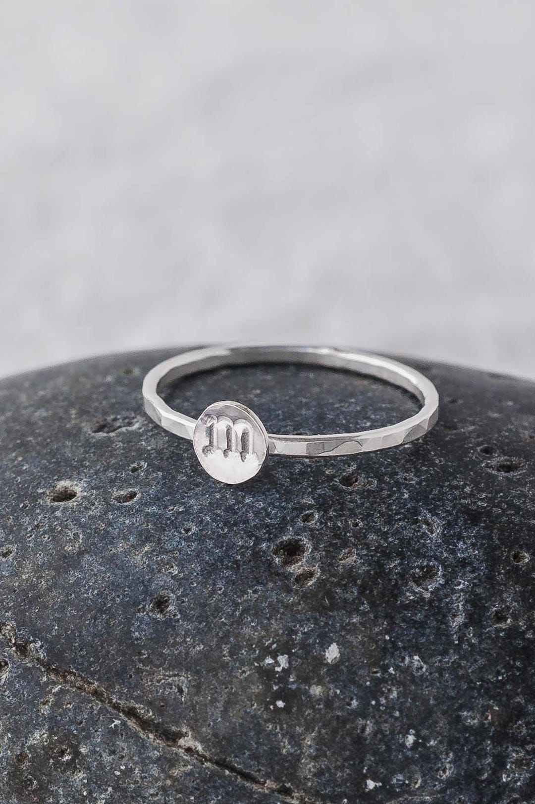 Anya | Forged Initial Sterling Silver Ring | Personalized Stamped Hobo ...