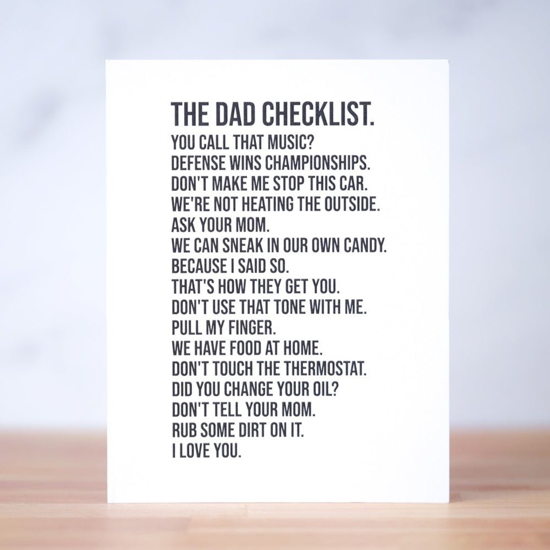 The Dad Checklist... Father's Day Card - Etsy