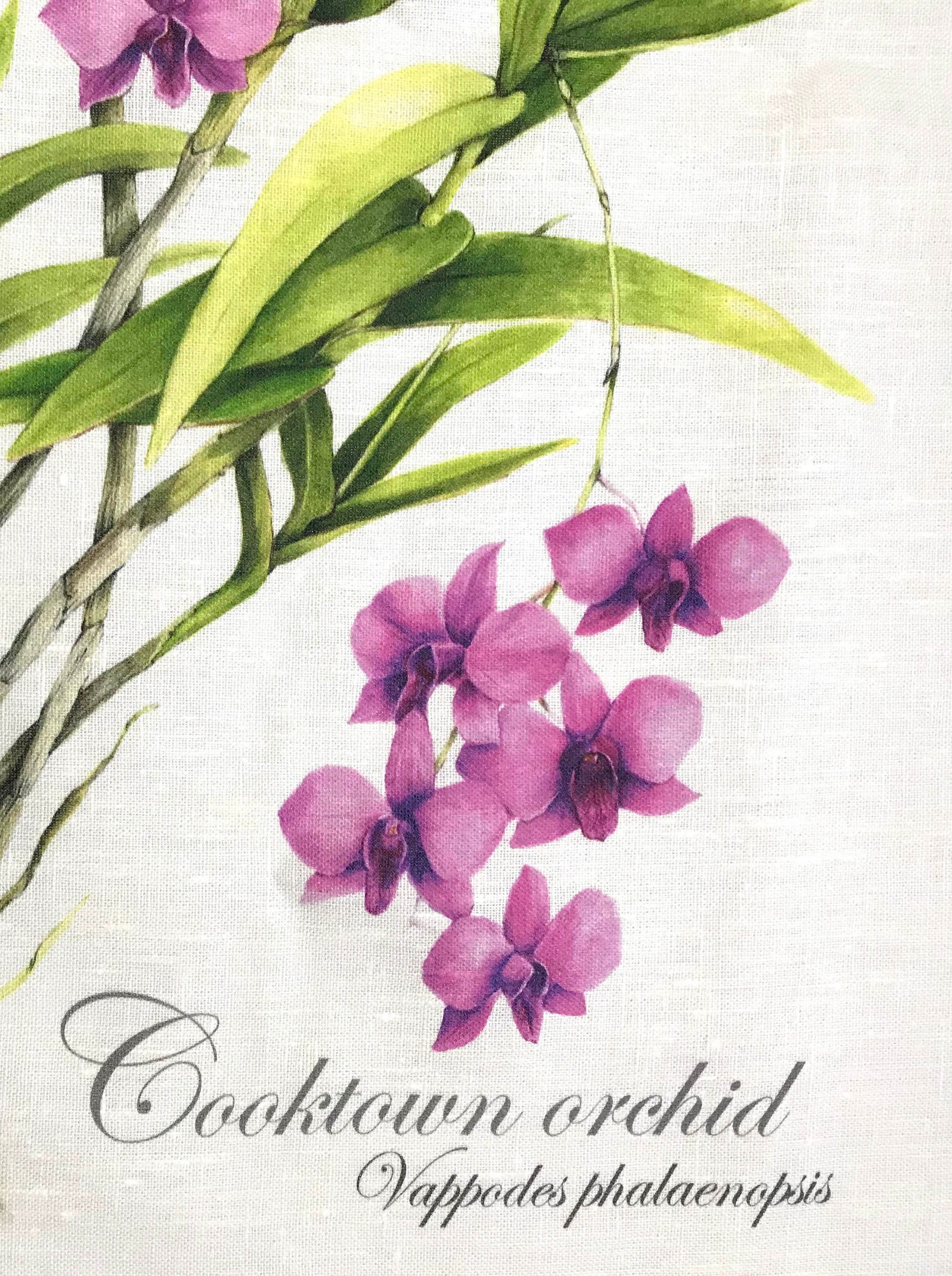Australian Orchid Botanical Tea Towel, 100% Linen, Queensland Floral ...