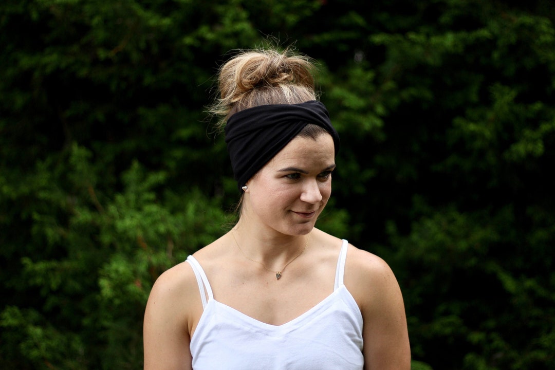 Black Twist Headband Extra Wide Turban Headband Black Headbands For