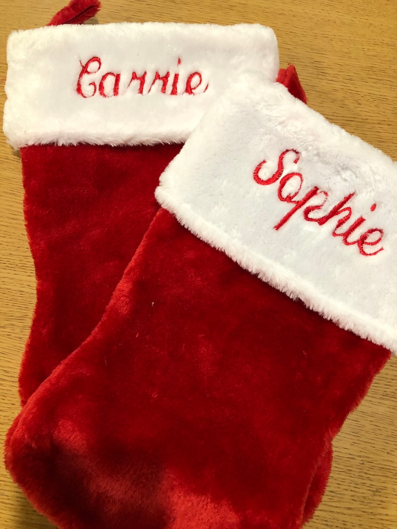 Personalized Embroidered Red Plush Christmas Stocking - Etsy