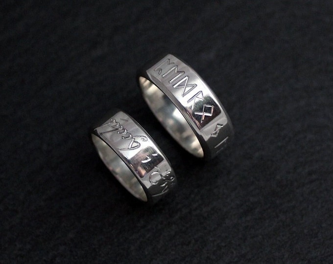 Elvish and Dwarven Rings Personalized. Sterling Silver 925. Two Names ...