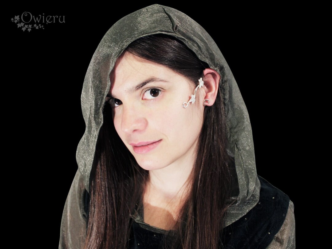 Elvish Earring Sterling Silver. Ivy Forest Leaf. Larp Jewlery. - Etsy