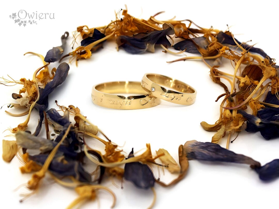 Gold 18k Elvish Wedding Rings Inspired by the Lord of the Rings ...