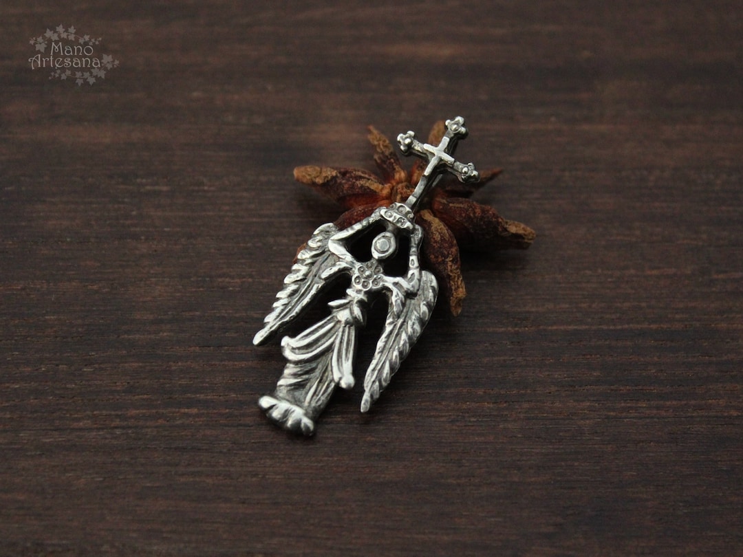Saint Michael Angel Necklace Handcrafted Sterling Silver Pendant With ...