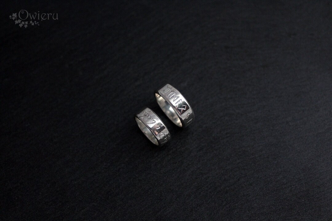 Elvish and Dwarven Rings Personalized. Sterling Silver 925. Two Names ...