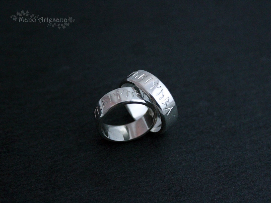 Personalized Dwarven Ring Set With Yours Names in Runes. Sterling ...