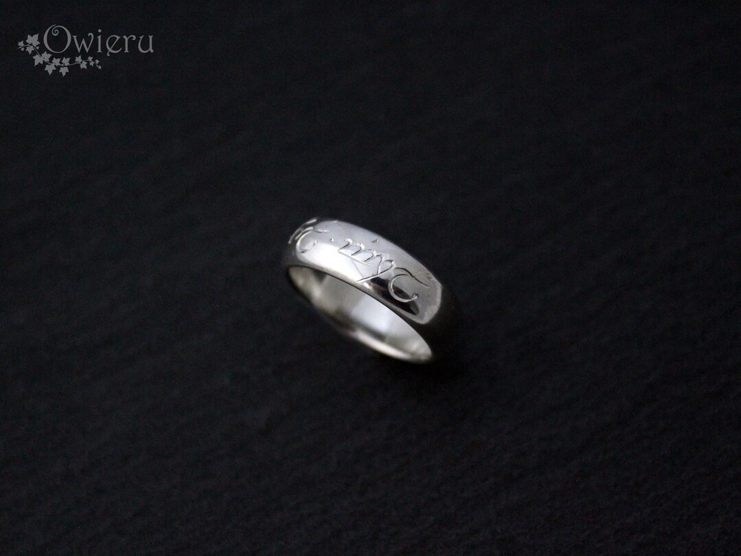 Elvish Ring in Sterling Silver – Personalized Cursive Rune Engraving ...