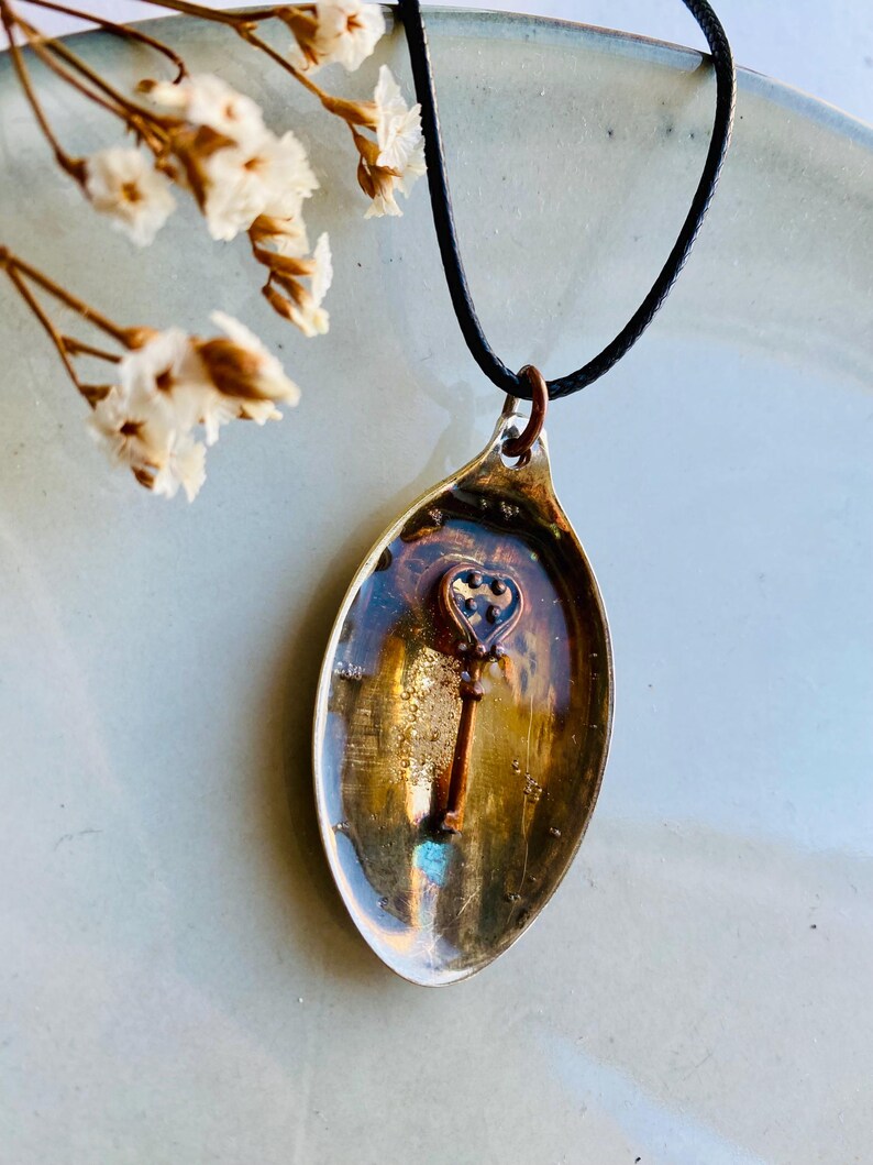 Cutlery Jewelry, Chain Key Cast in Resin in a Silver-plated Spoon ...