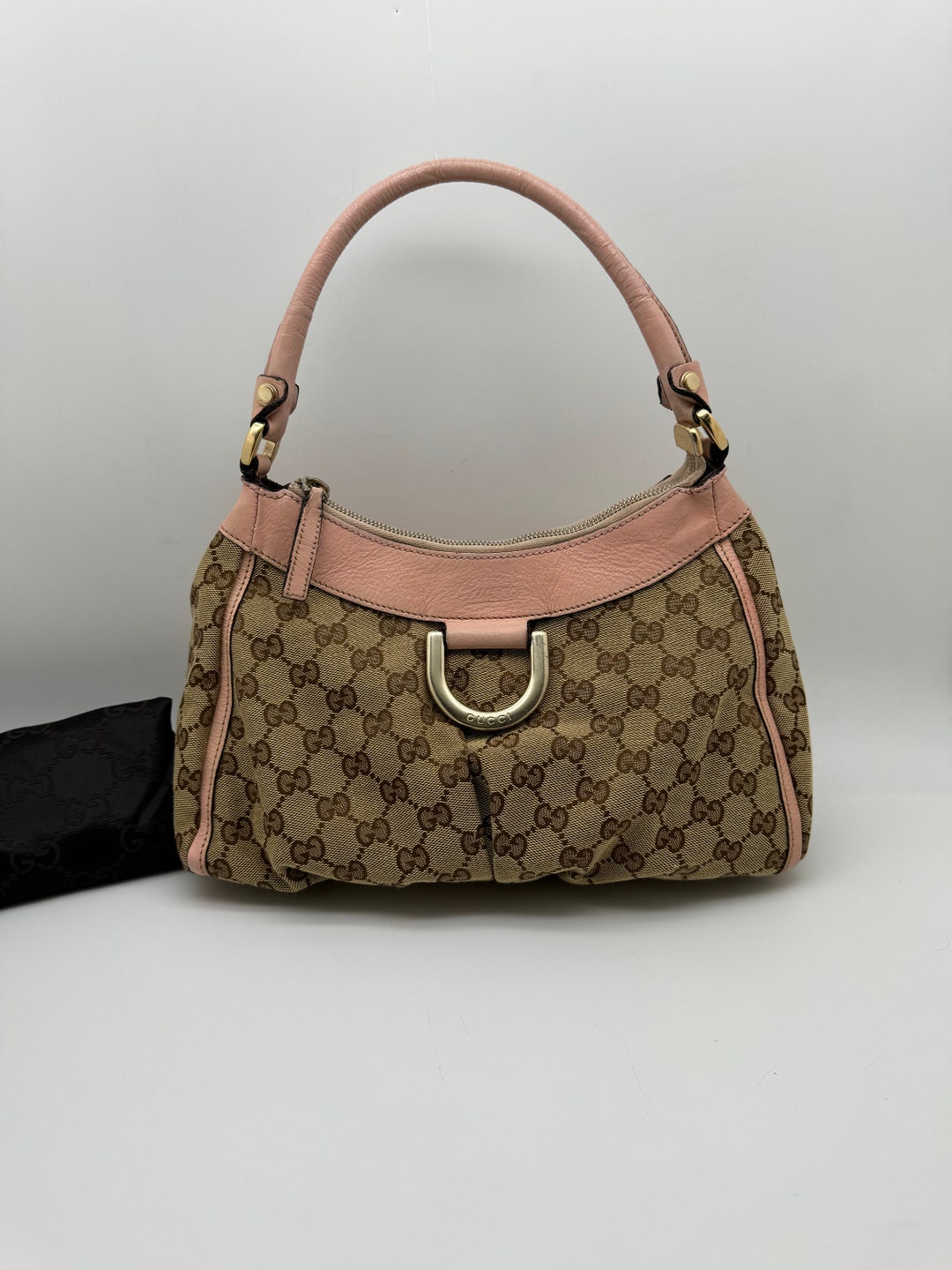 Gucci Abby D-ring Hobo Brown Monogram Pink Leather Shoulder Bag - Etsy